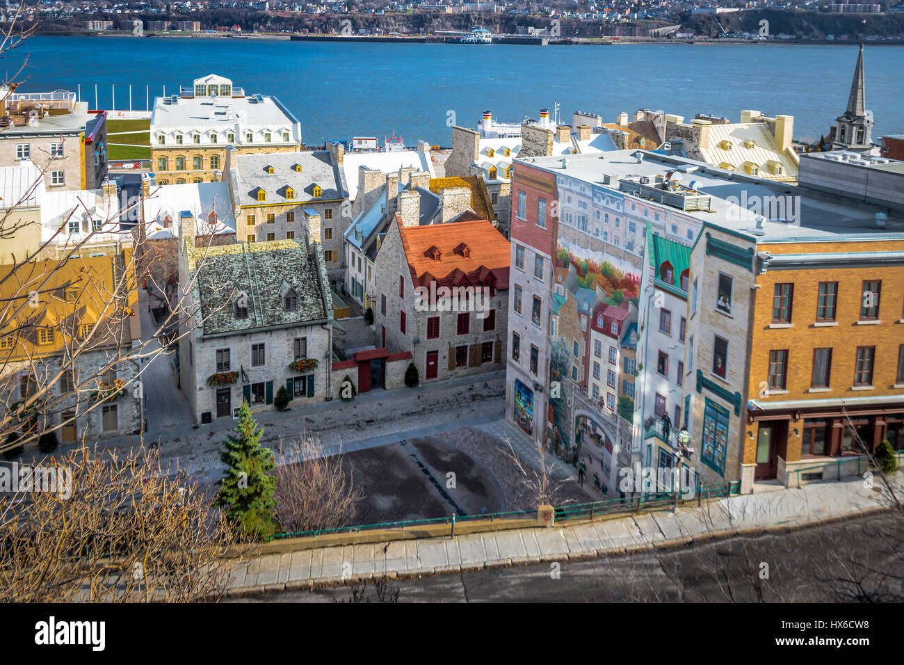 High view of Quebec Fresco (Fresque des Quebecois) - Quebec City ...