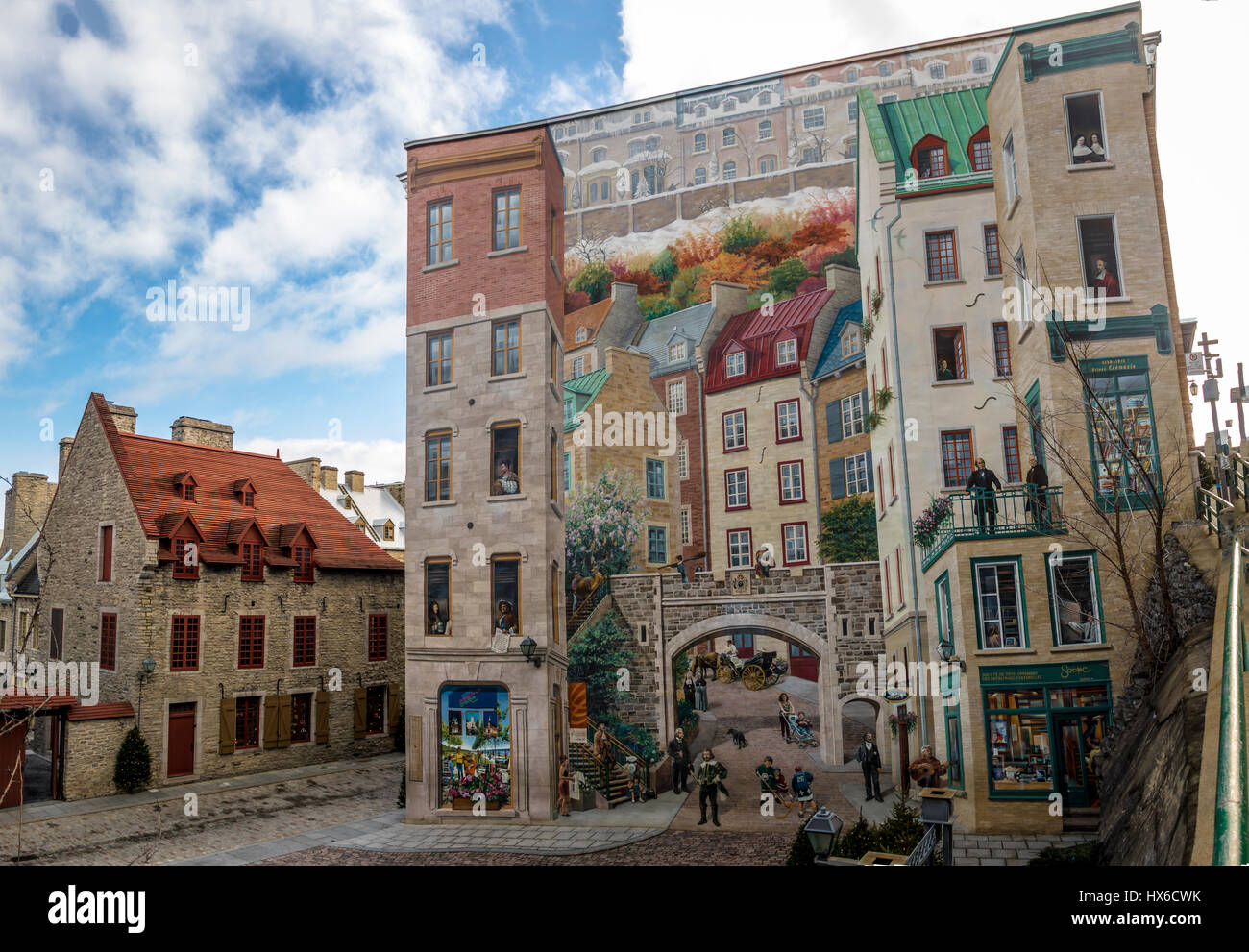 Quebec Fresco (Fresque des Quebecois) - Quebec City, Canada Stock Photo ...