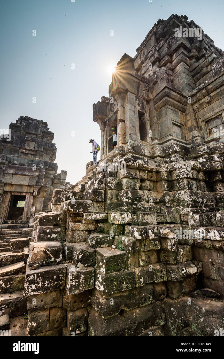 Tourists in the Prasat Rorng Ramong temple, Siem Reap, Cambodia, Asia ...