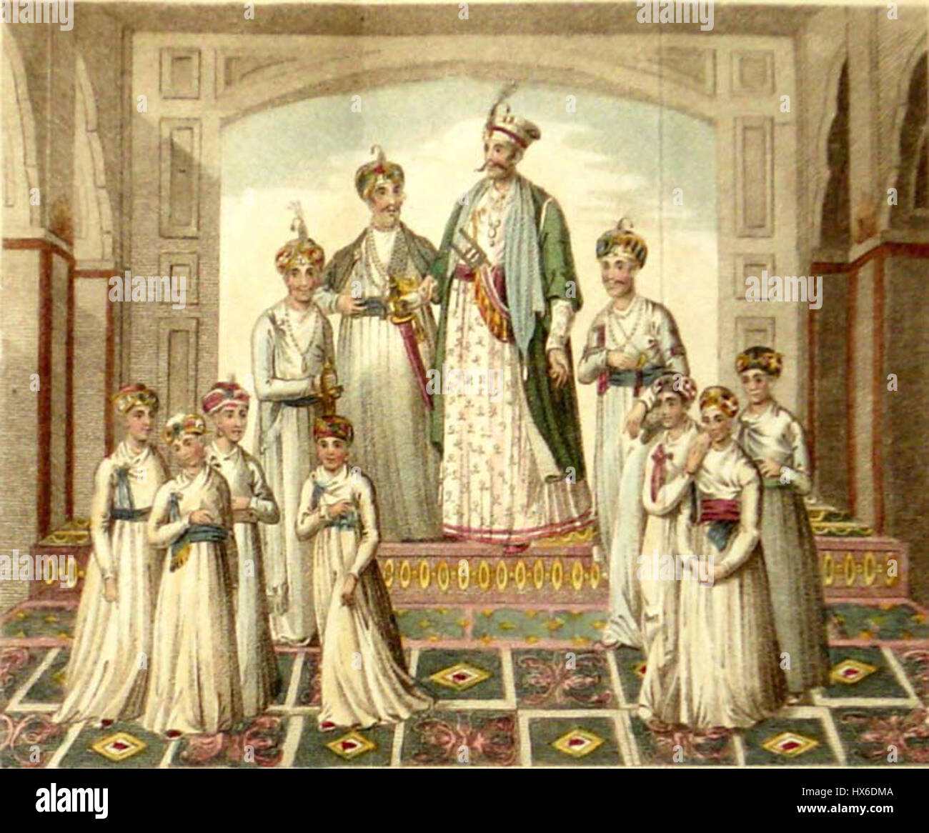 This artwork likely depicts Shujah ud-Daula, the Nawab of Oudh, and his ...