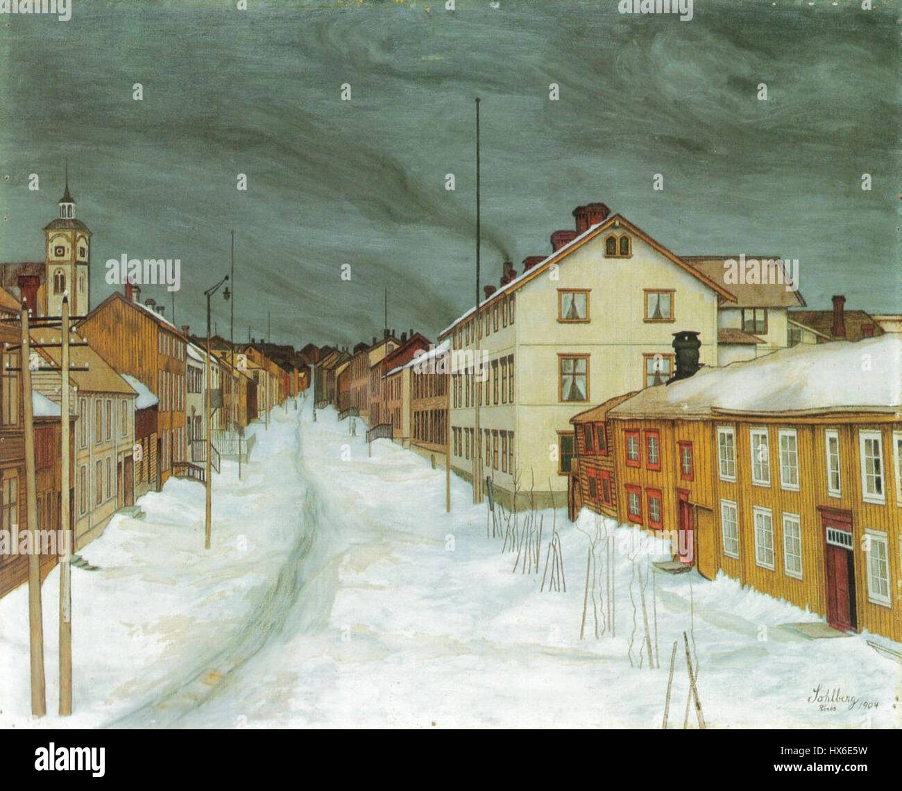 This painting by Harald Sohlberg from 1904 captures the street scene of ...