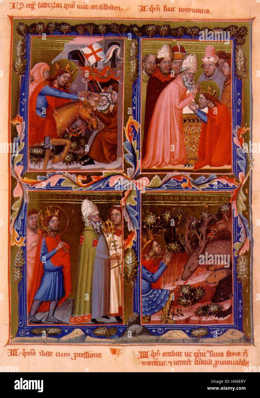 The 'Szent László legenda 5' is a Hungarian manuscript depicting scenes ...