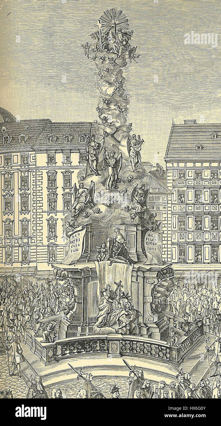 The Vienna Plague Column engraving depicts the Baroque monument built ...