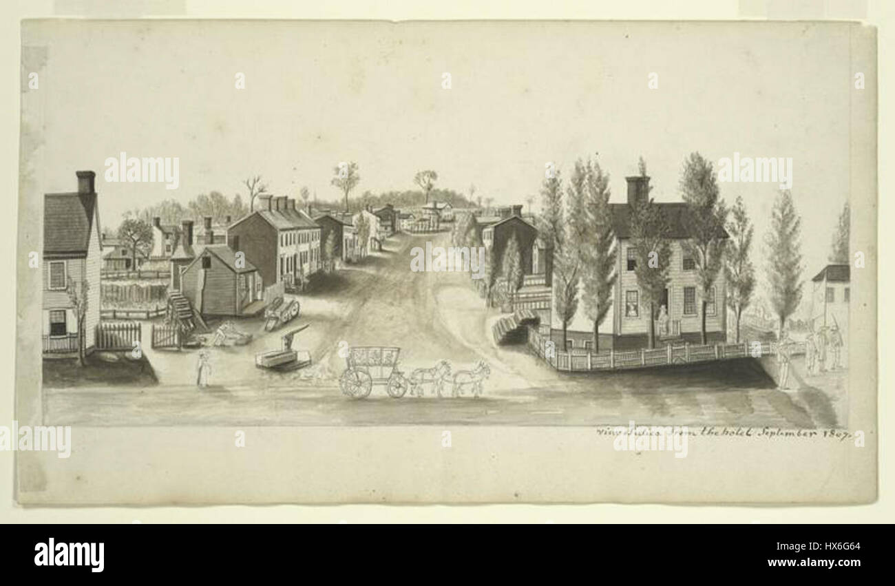 This 1807 painting provides a historical view of Utica, New York, from ...