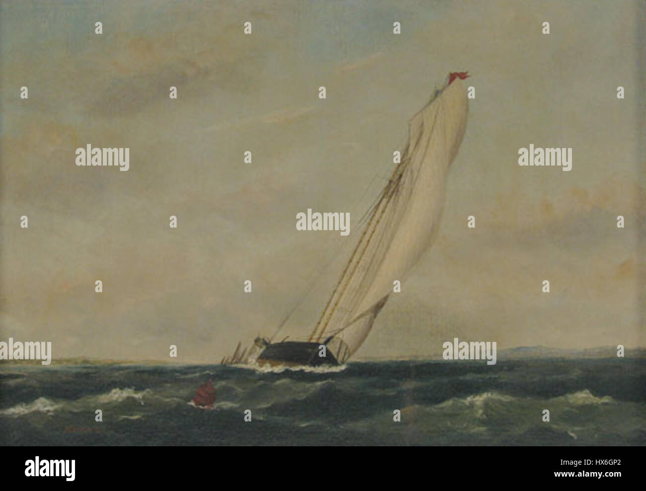 This artwork by George Stubbs depicts a yacht race around a buoy ...
