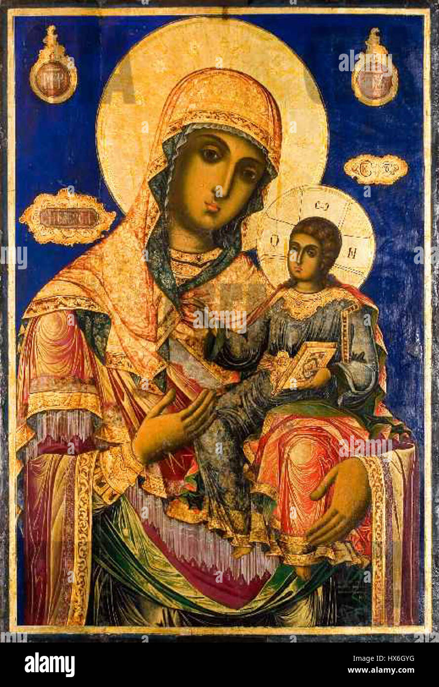 A religious icon of the Virgin Mary, painted by the artist Zograf. The ...