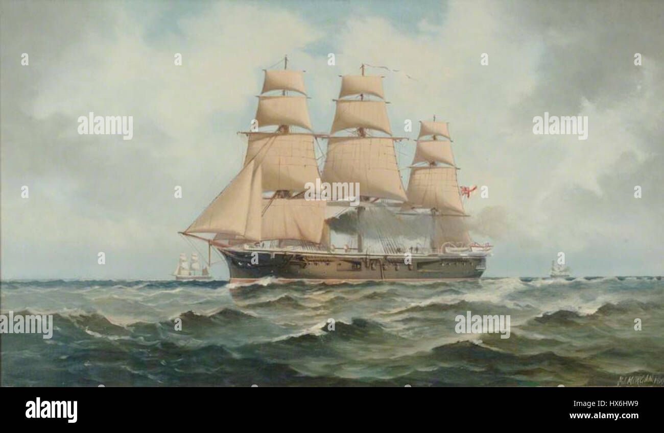 *HMS Penelope* by Henry Morgan depicts a detailed naval scene featuring ...