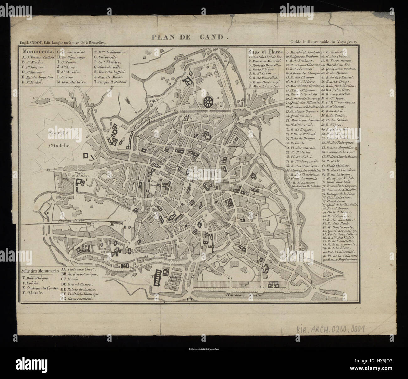 Eug. Landoy’s map of Ghent illustrates the city’s layout, offering ...