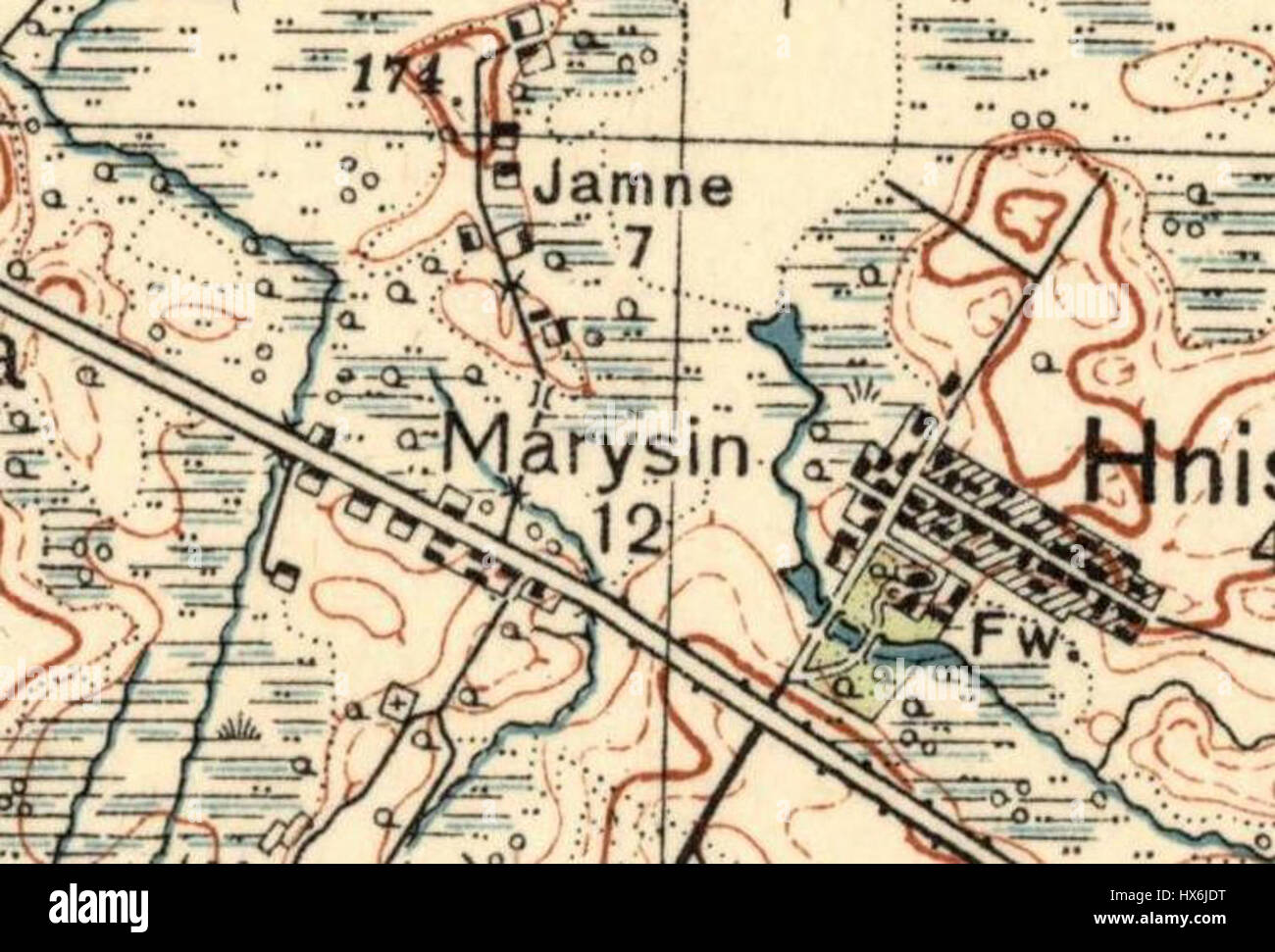 Marysin is depicted on a 1933 map from the Military Geographic ...
