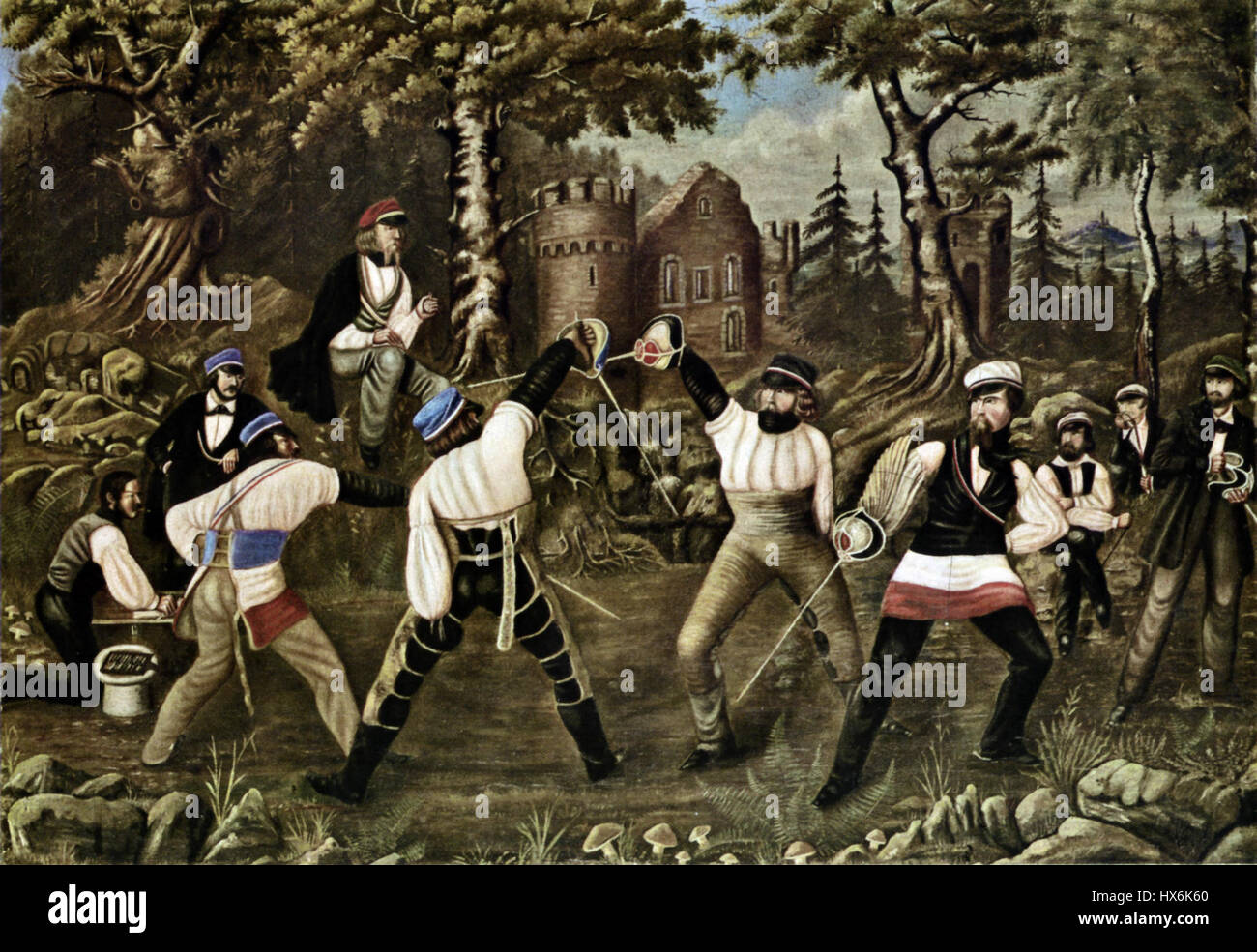 Mensur is a traditional German fencing style practiced by students in ...