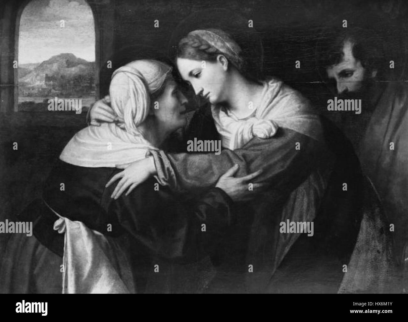 'Visitazione Roma' by Moretto is a religious painting that illustrates ...