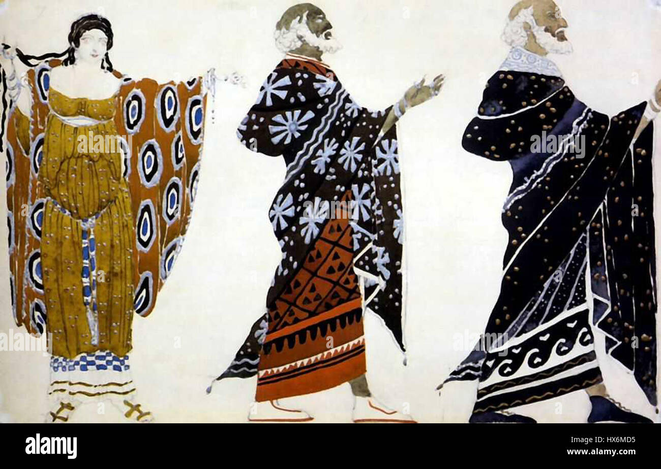 'Oedipus at Colonus,' illustrated by Léon Bakst, depicts scenes from ...