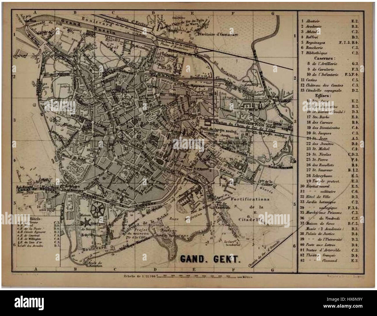 The 1875 map of Ghent (Gent) provides a detailed representation of the ...