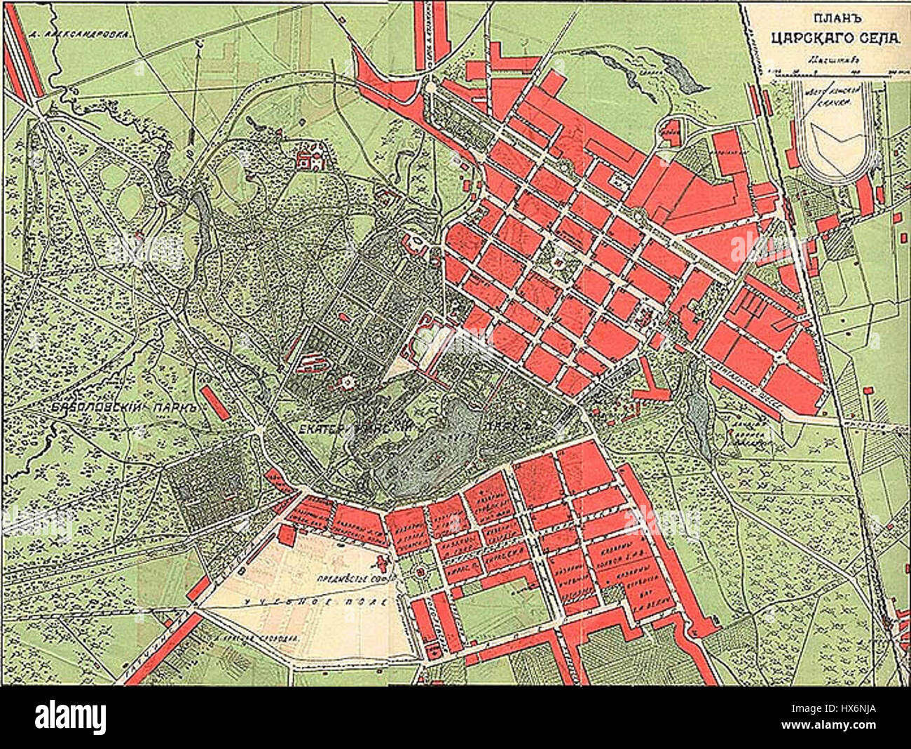 The 1912 plan of Tsarskoe Selo is a detailed map showing the layout of ...