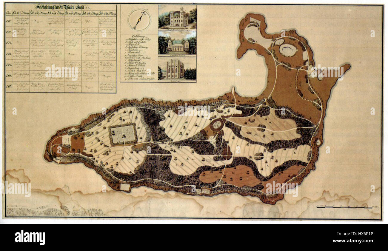 This 1810 map of Pfaueninsel (Peacock Island) in Berlin shows the ...