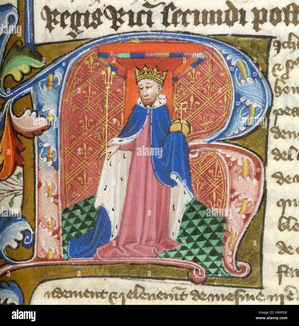 The initial 'R' from a manuscript featuring King Richard II, is a ...