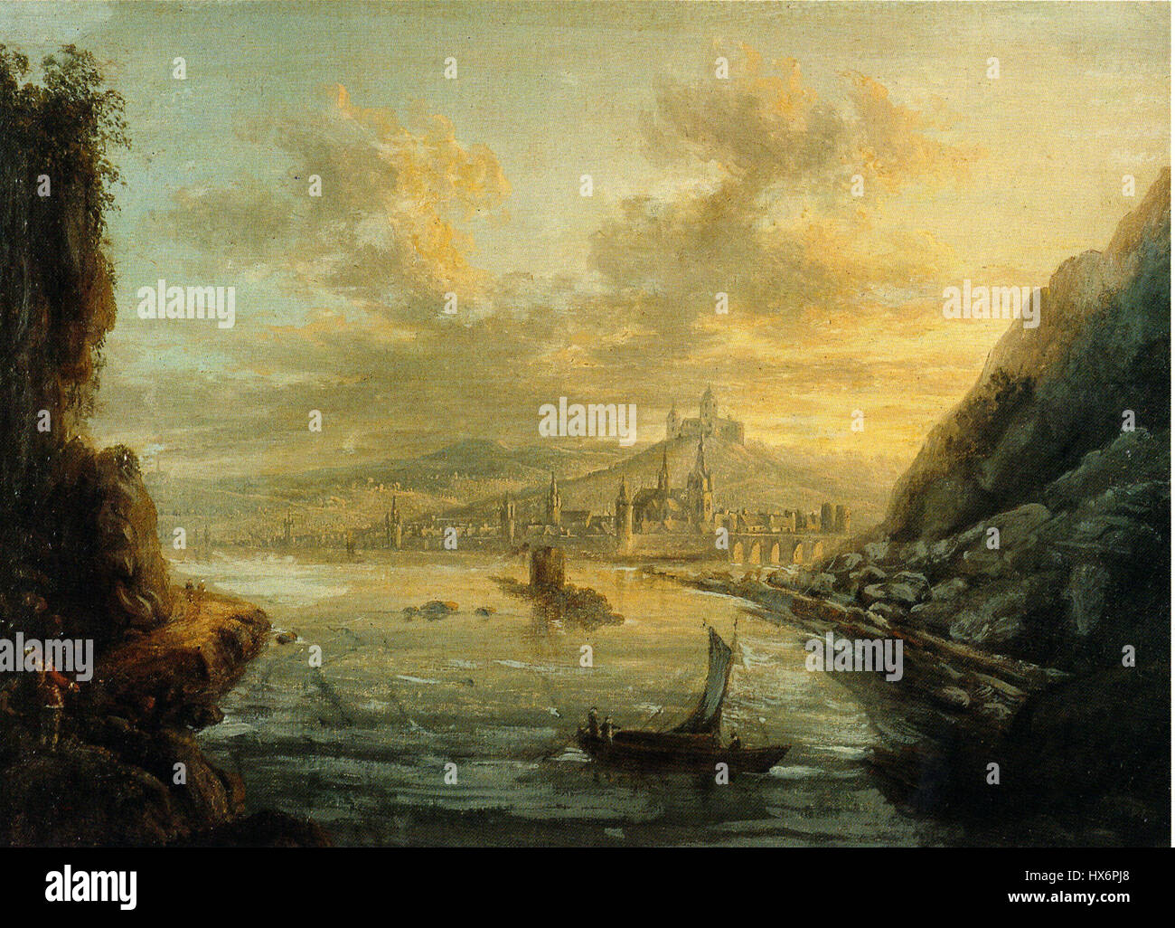 The Rhine Valley near Bingen, shown in artworks or maps from the post ...