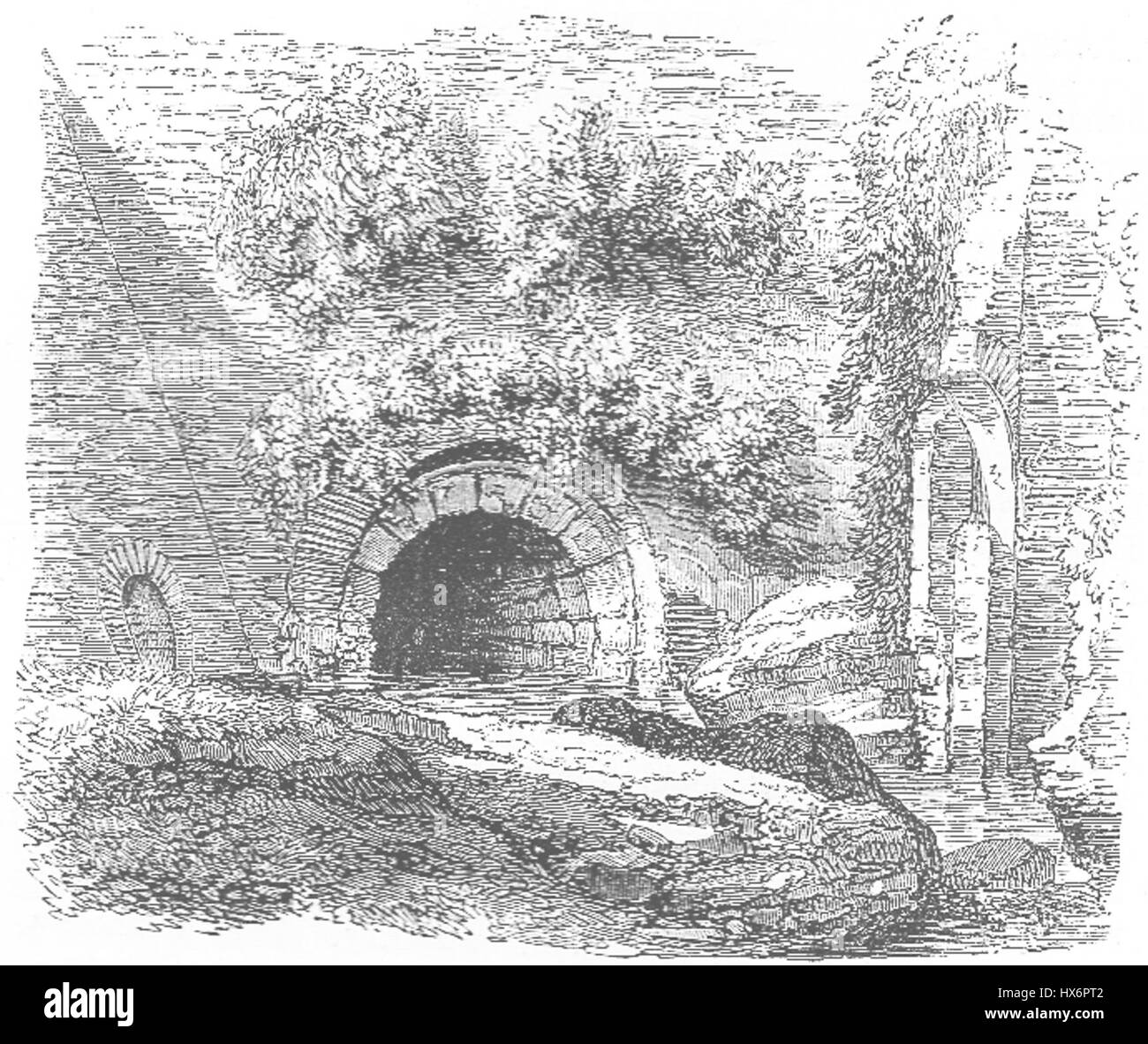 The “Cloaca Maxima” in Rome, depicted in this artwork from 1860 ...