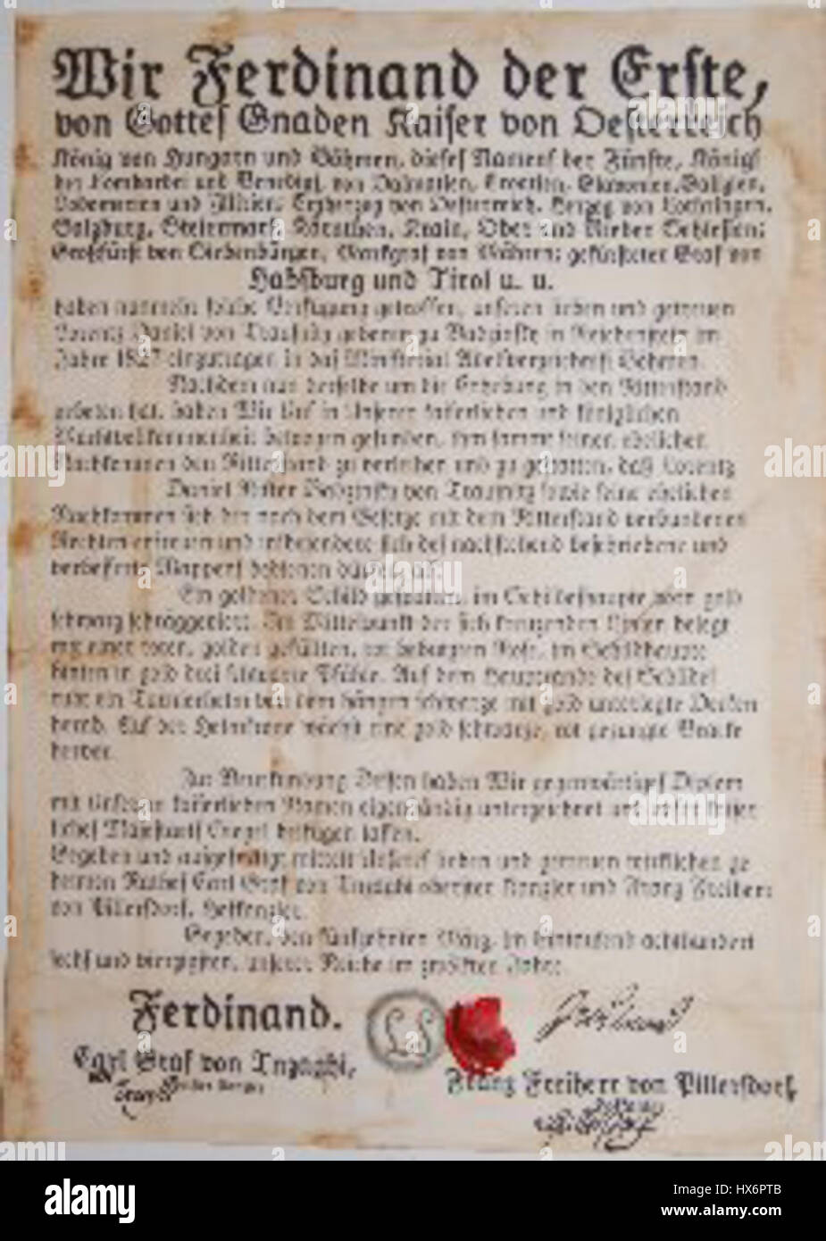 The 'Ritterstandsdiplom' from the 19th century is a document granting ...