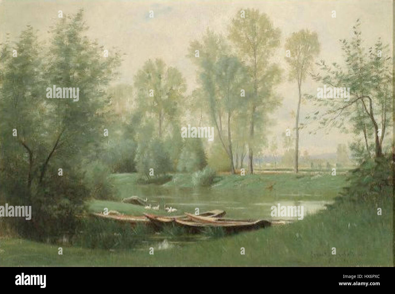 Ernest Longfellow’s painting 'Seine ca 1880' showcases a depiction of ...