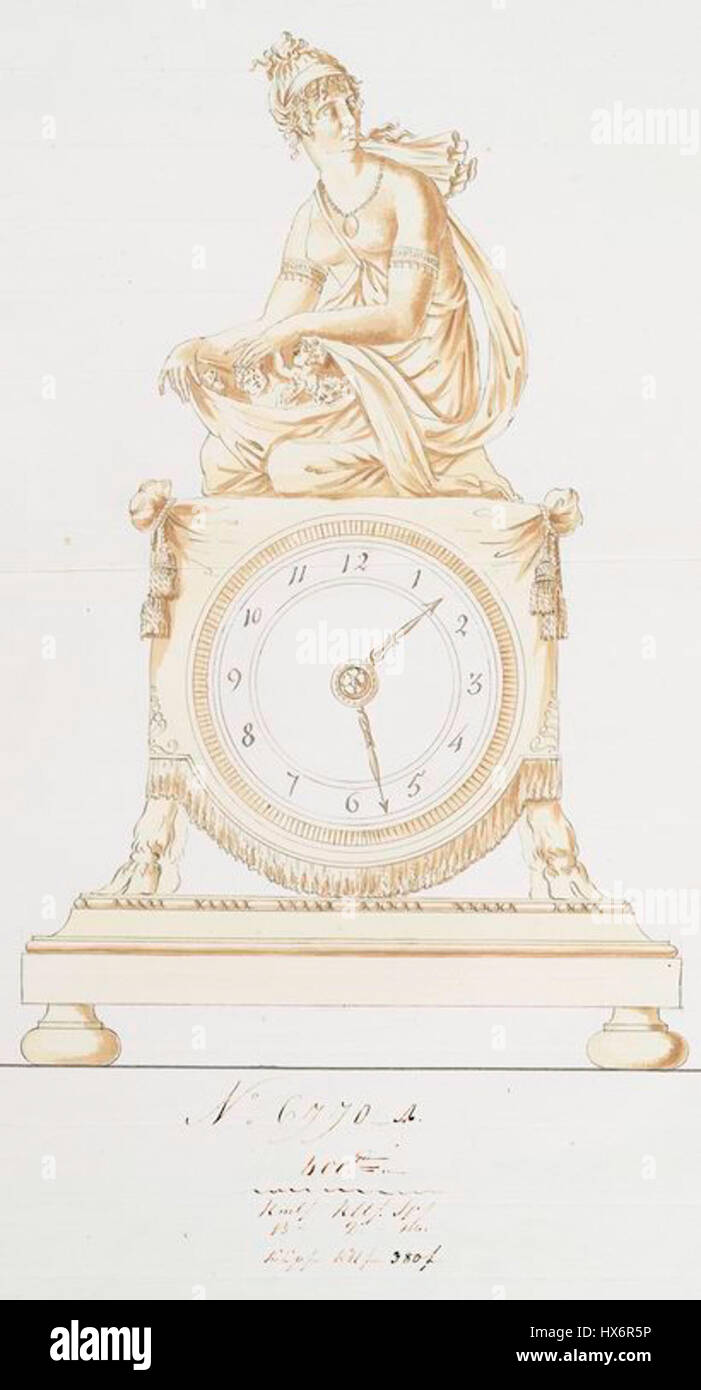 Sketch of a French Empire style clock, ca. 1805 Stock Photo - Alamy