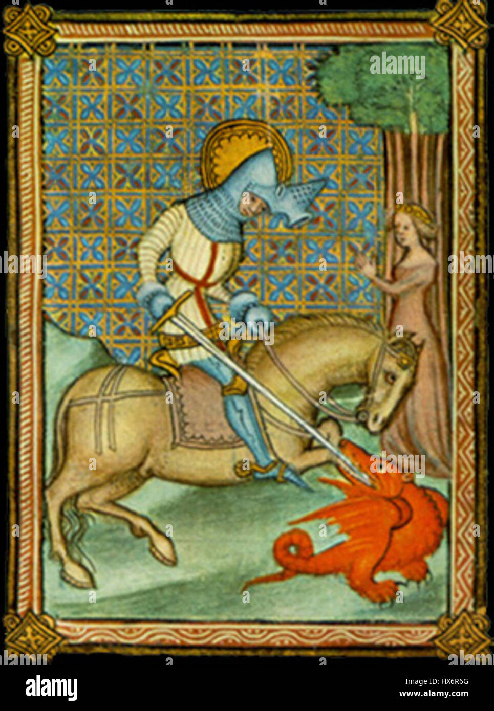 The 'Saint George and the Dragon' manuscript illumination depicts the ...