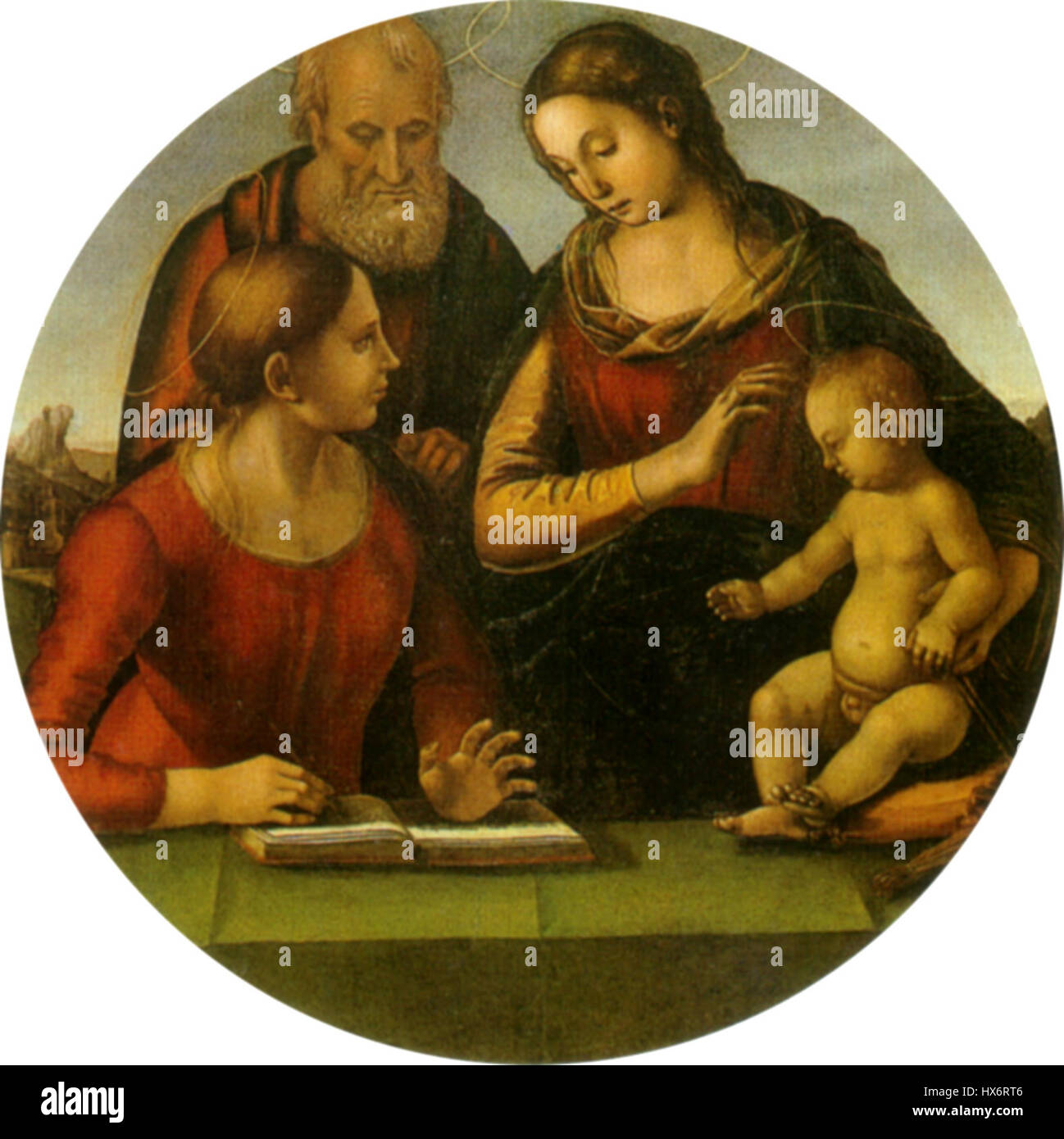 Signorelli, sacra famiglia con una santa, palatina, diam. 99 cm Stock ...