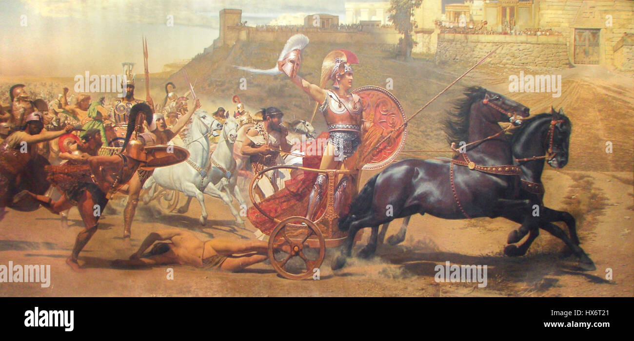 Triumphant Achilles in Achilleion levelled Stock Photo - Alamy