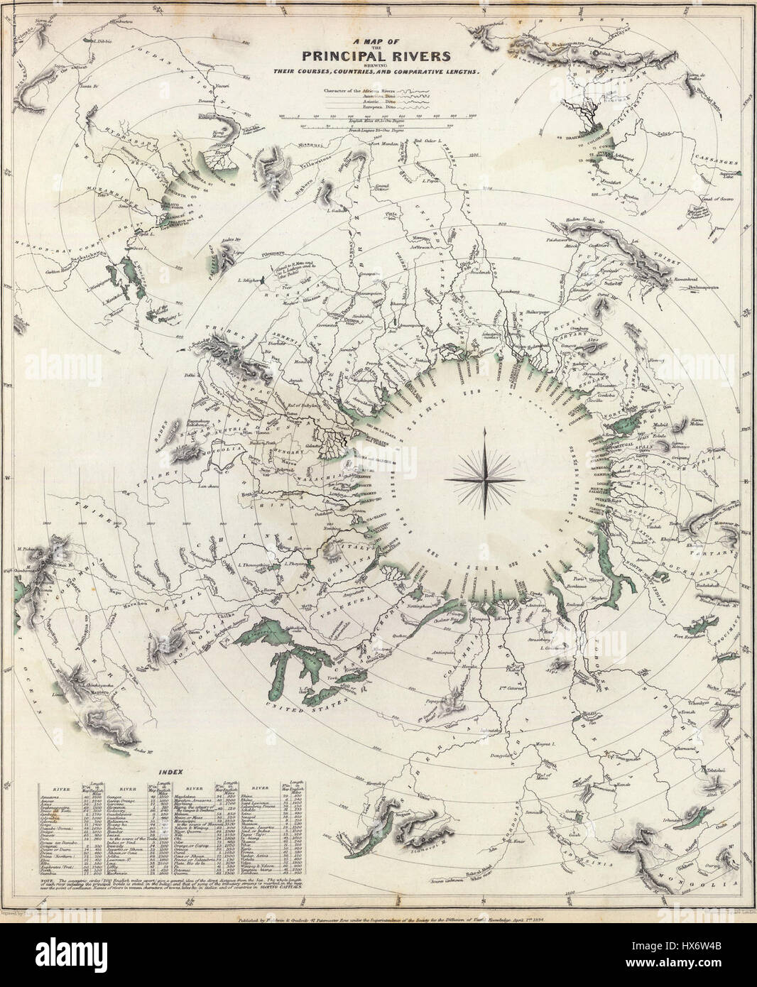 Thomas Sterling's map of comparative river lengths provides a visual ...