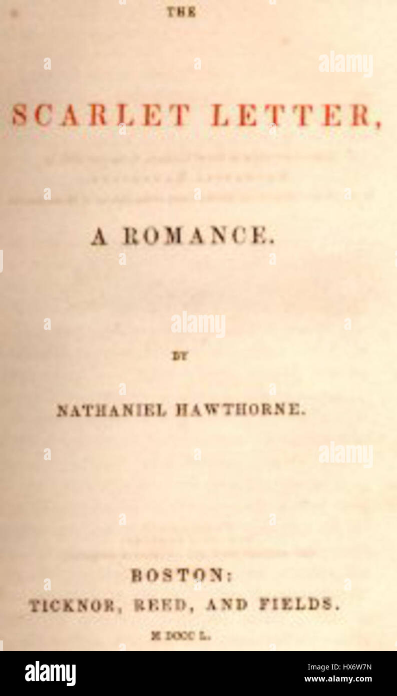 The title page of Nathaniel Hawthorne's novel 'The Scarlet Letter ...