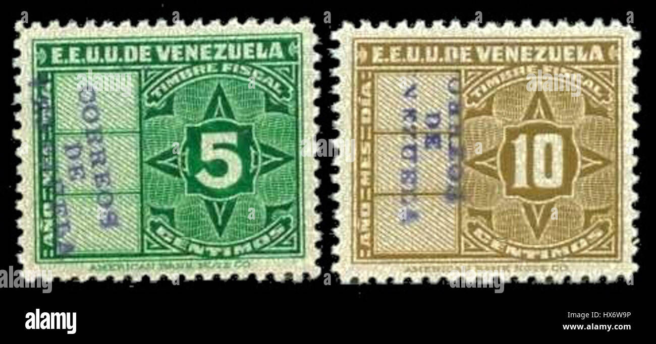 This image features fiscal stamps from 1926 that were reissued in 1947 ...