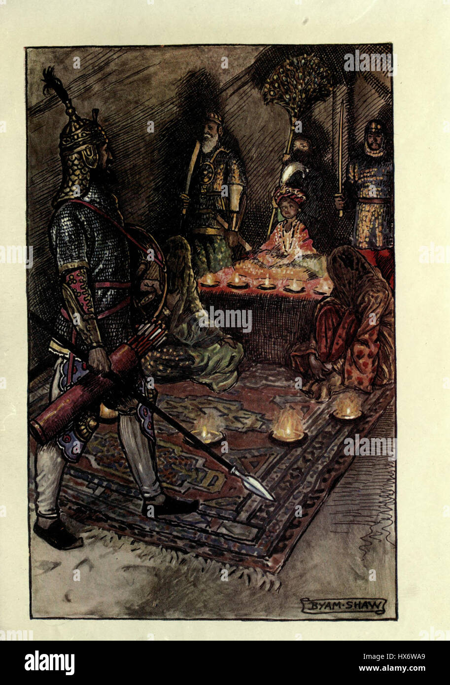 An illustration depicting scenes from 'The Adventures of Akbar,' a ...