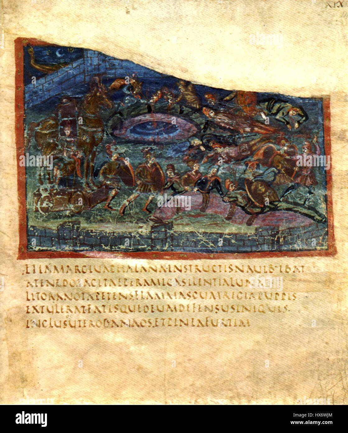 This illustration from the Vatican Vergil manuscript depicts the Sack ...