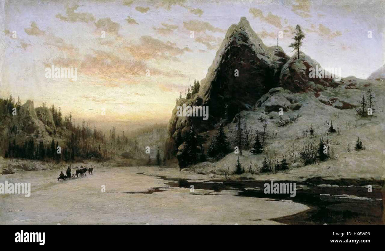 'Na Urale' by V.G. Kazantsev, painted in 1888, showcases a scene from ...