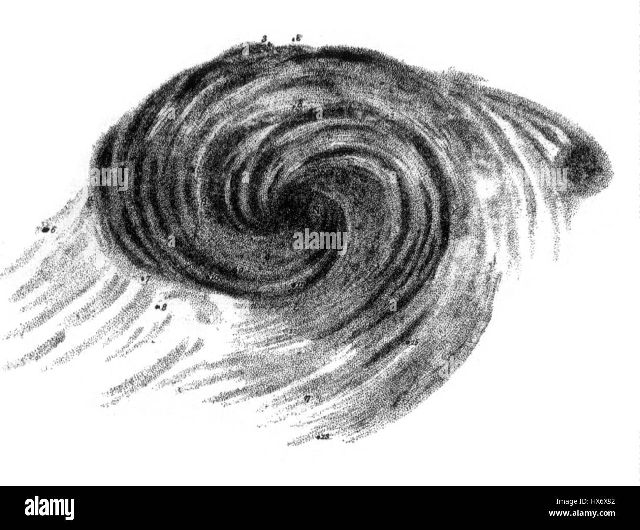 'Whirlpool' by Lord Rosse is an astronomical photograph or illustration ...