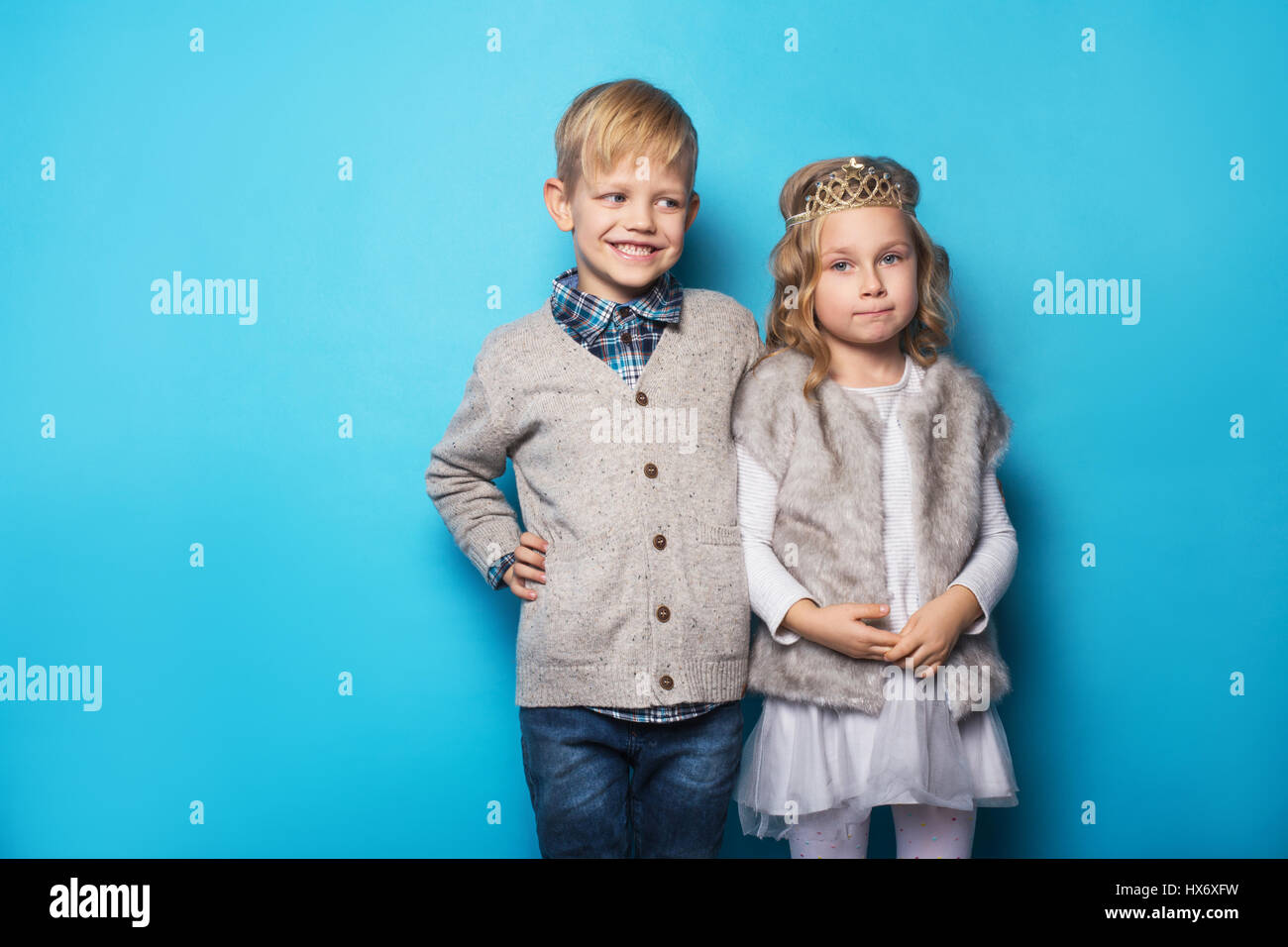 Beautiful little princess and handsome boy. Friendship. Love. Valentine ...