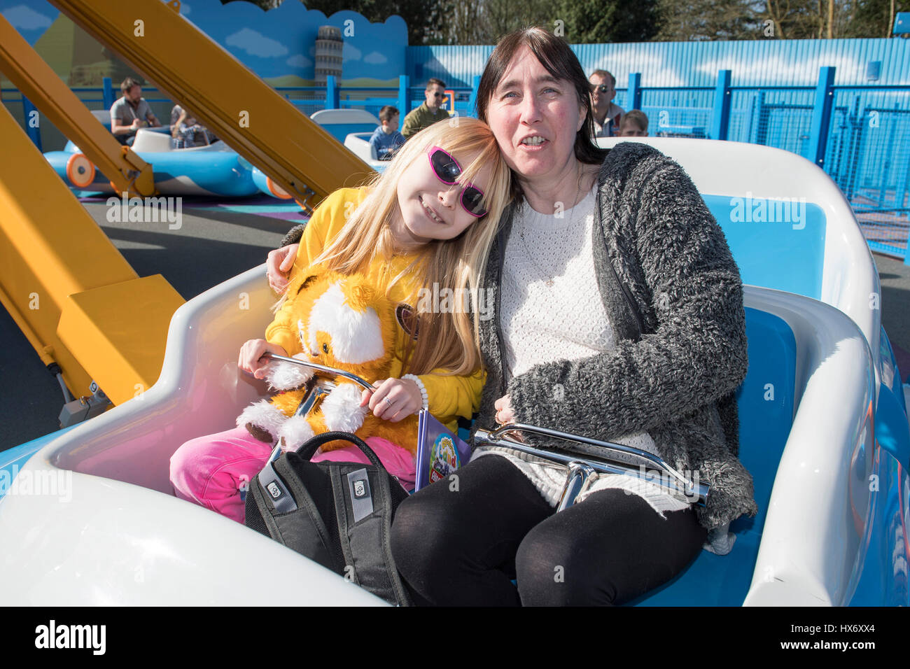 EDITORIAL USE ONLY CBeebies' Melody rides on the GoJetters ride during ...