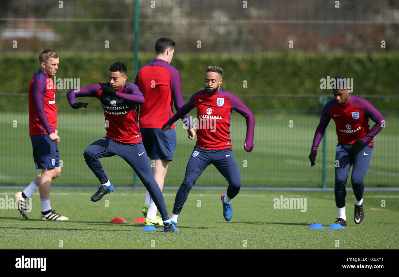 England's Jesse Lingard (second left) and Nathan Redmond (centre ...