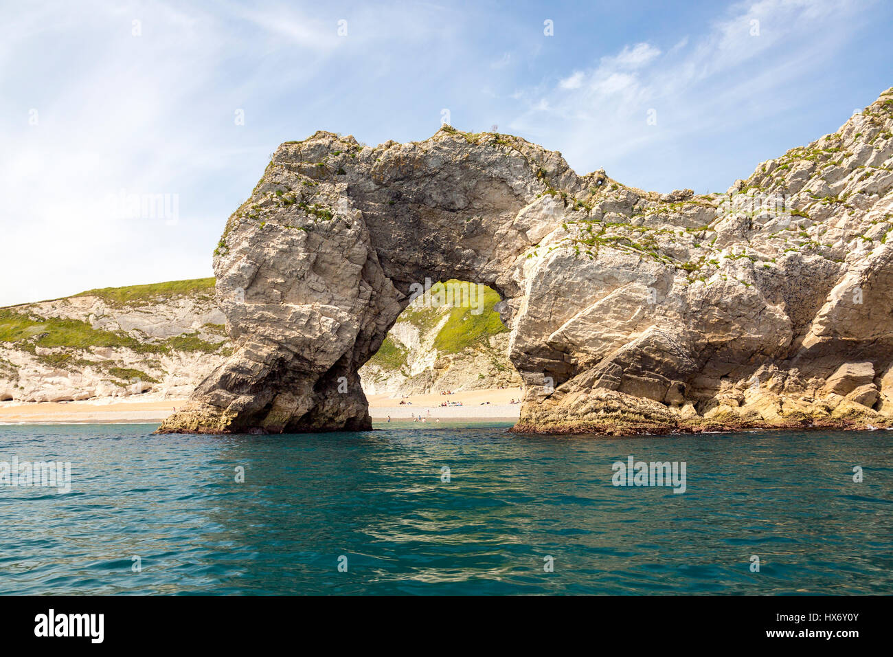 The natural limestone arch known as Durdle Door viewed from seaward ...
