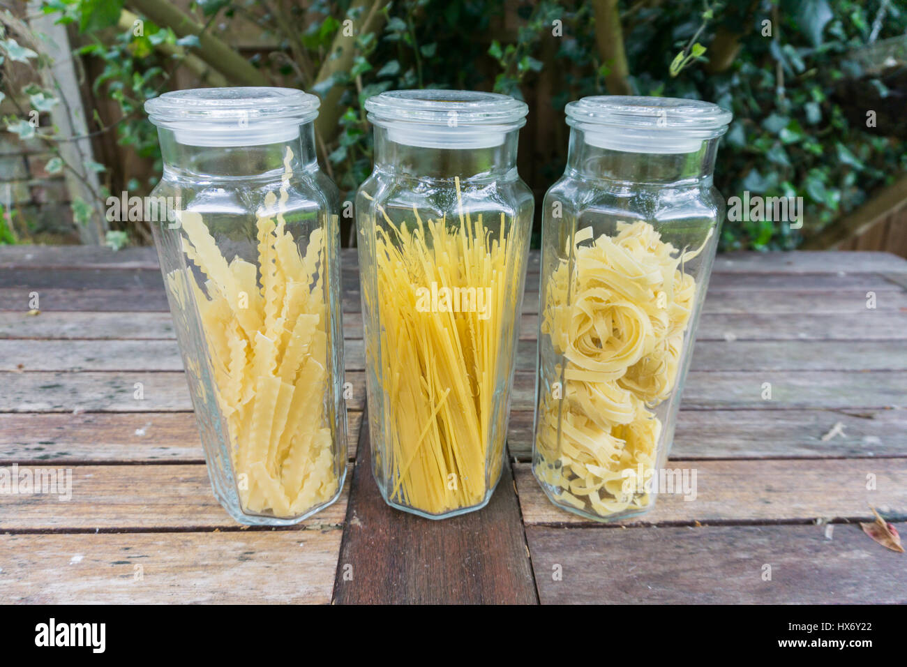 Pasta in display jars Stock Photo - Alamy