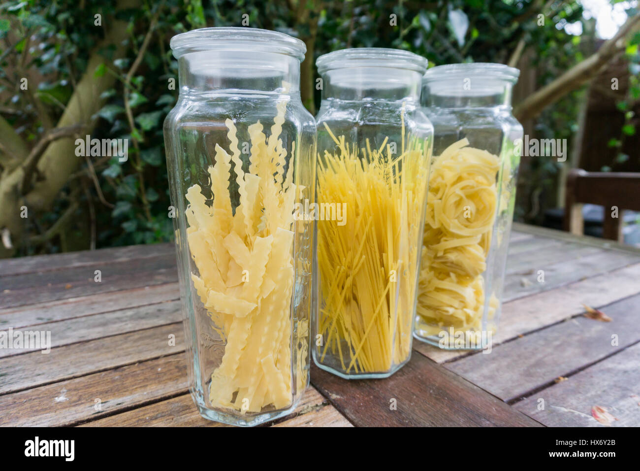 Pasta in display jars Stock Photo - Alamy