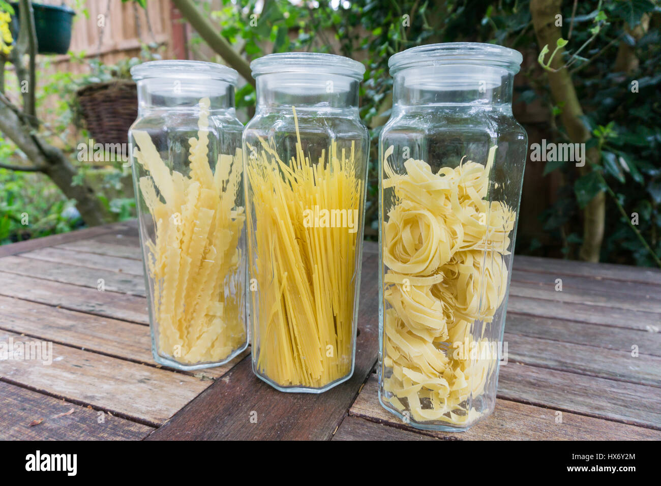 Pasta in display jars Stock Photo - Alamy