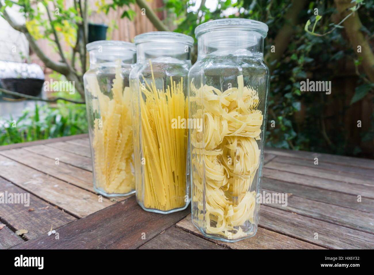 Pasta in display jars Stock Photo - Alamy
