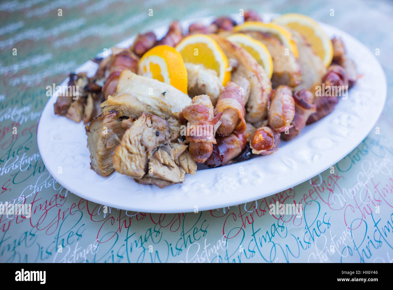 Pork roast on a display plate Stock Photo - Alamy