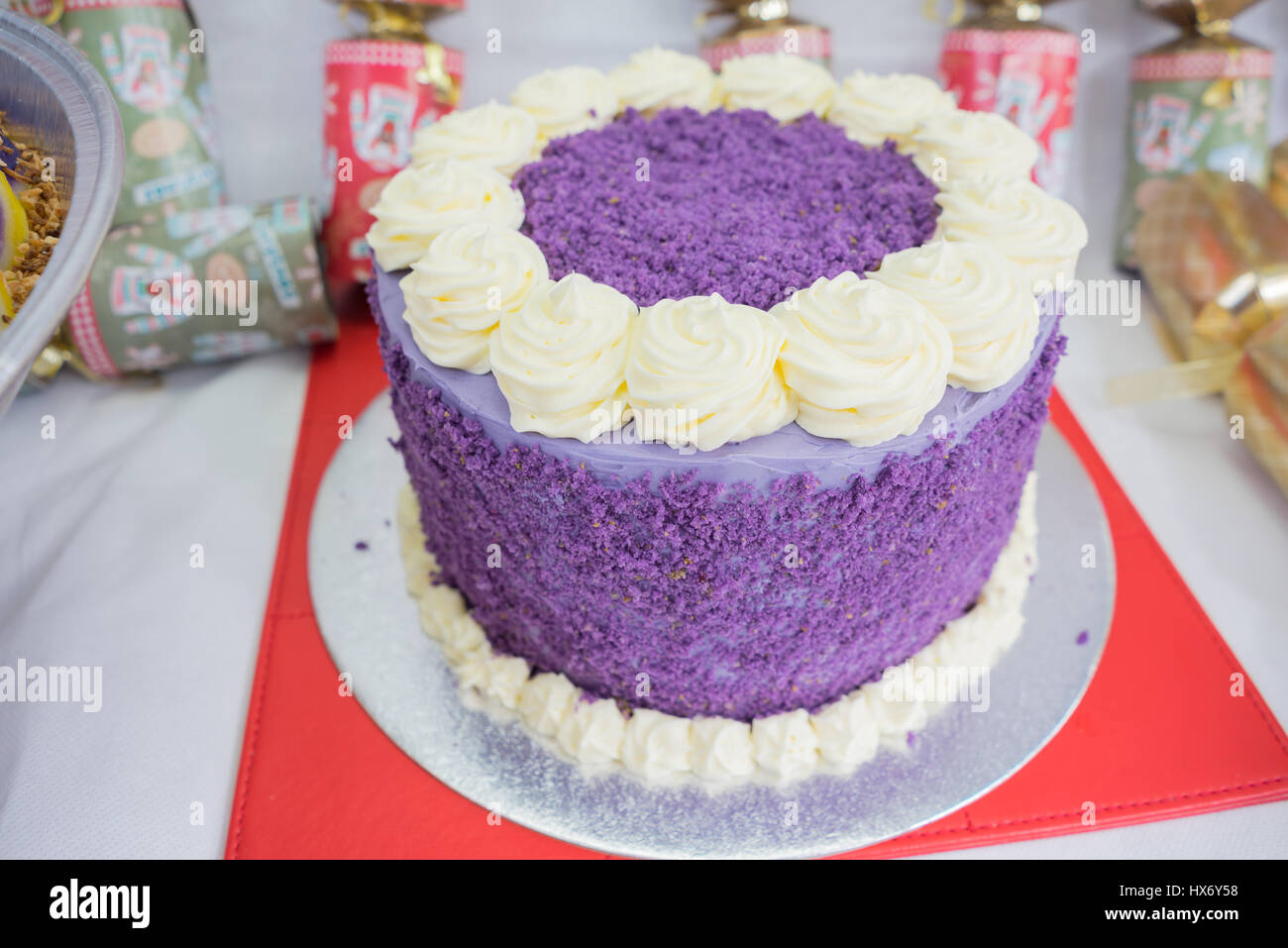 Filipino cake made from purple yam Stock Photo - Alamy
