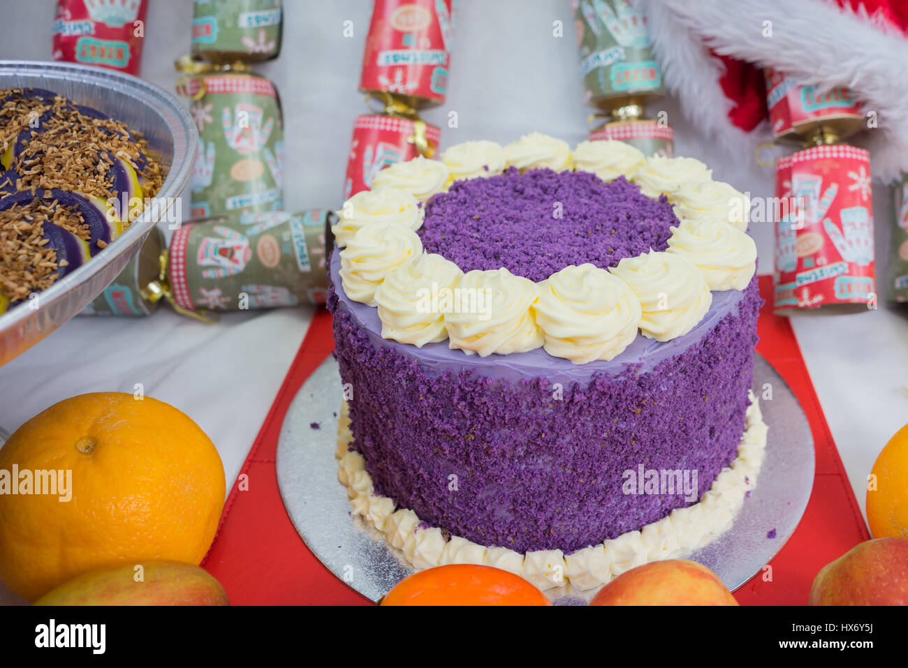 Filipino cake made from purple yam Stock Photo - Alamy