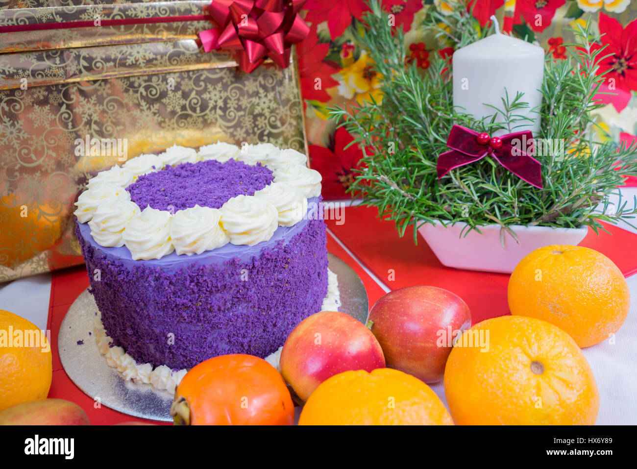 Filipino purple yam cake Stock Photo - Alamy