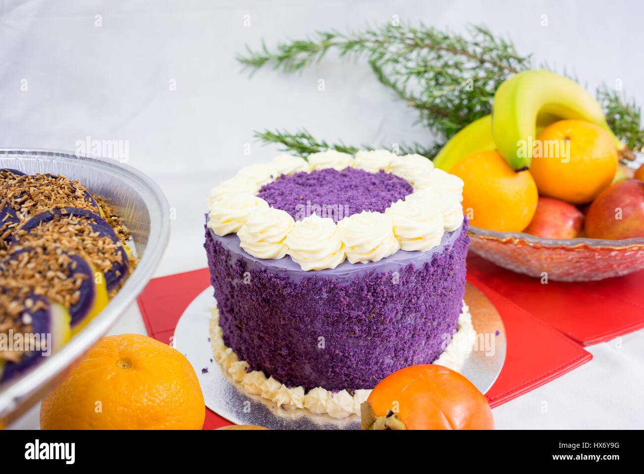 Filipino purple yam cake Stock Photo - Alamy