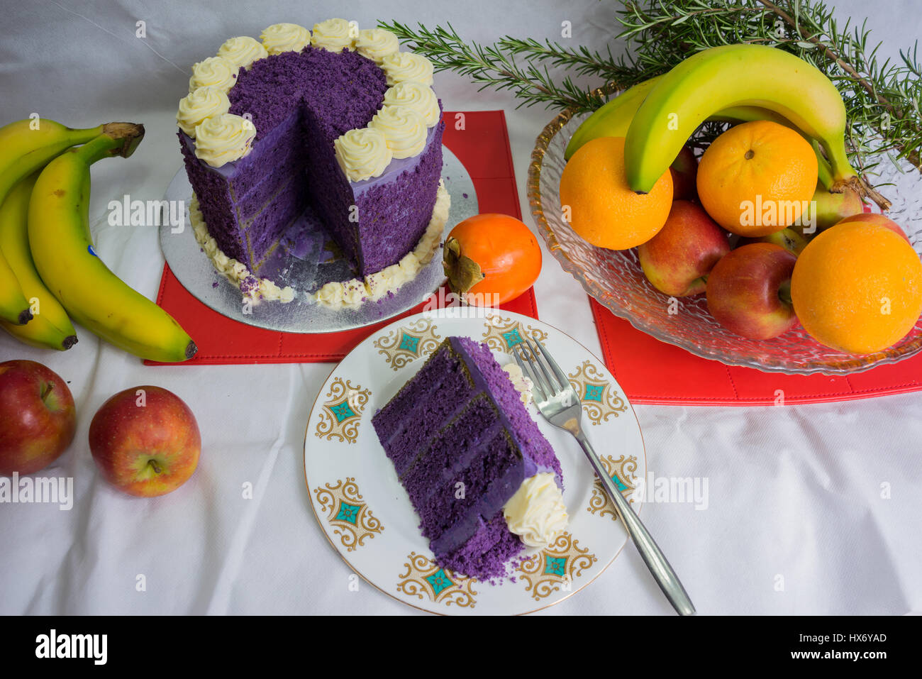 Filipino purple yam cake Stock Photo - Alamy