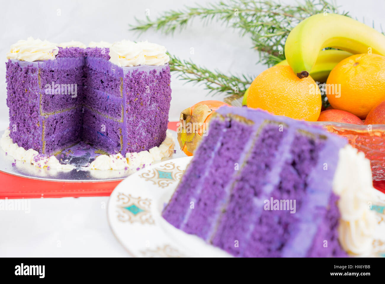 Filipino purple yam cake Stock Photo - Alamy